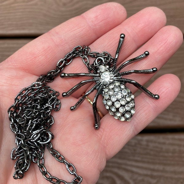 Rhinestone Spider Necklace - Etsy