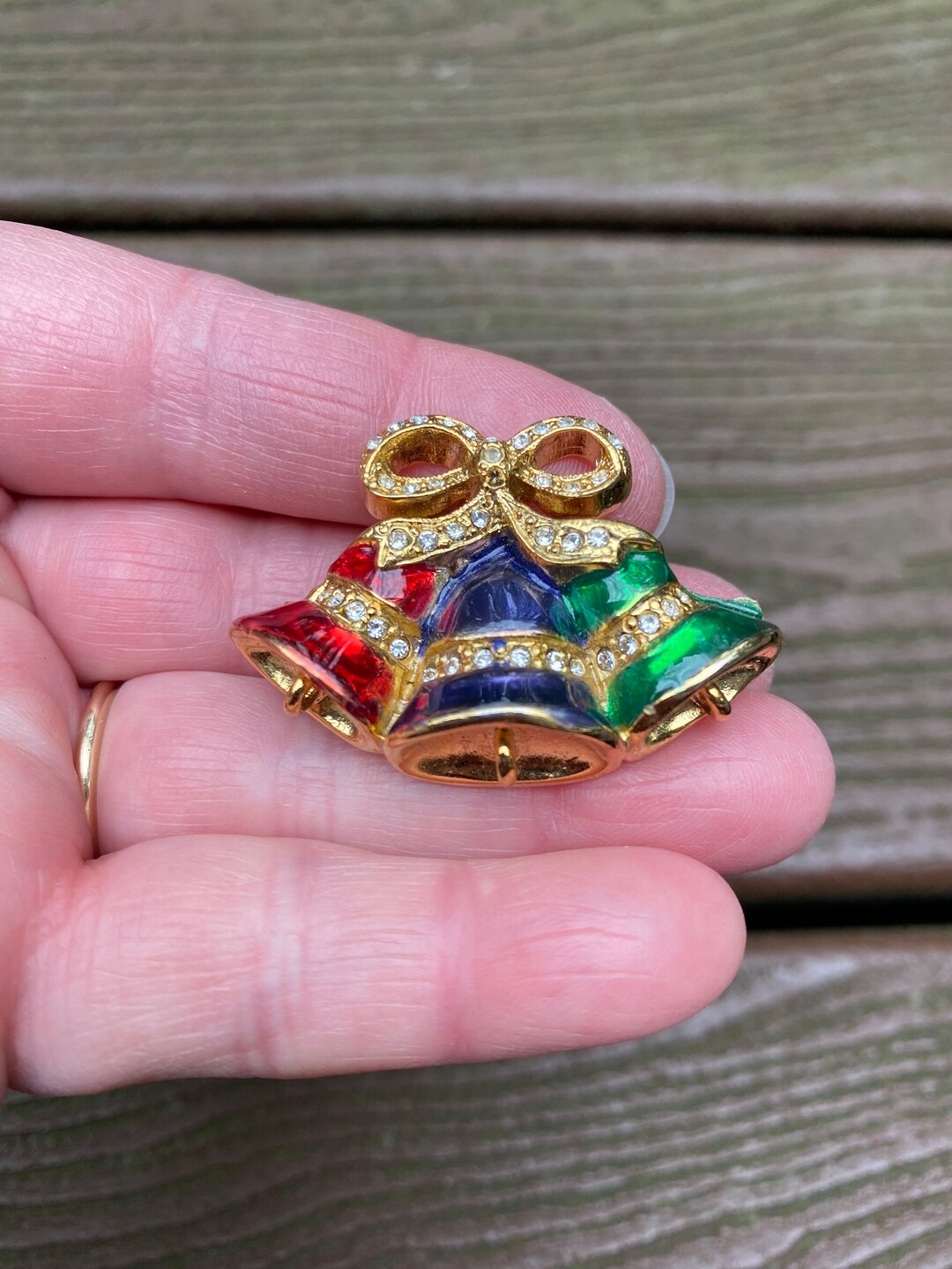 Vintage Adorable Enamel and Rhinestone Christmas Bells Hair Barrette - Etsy
