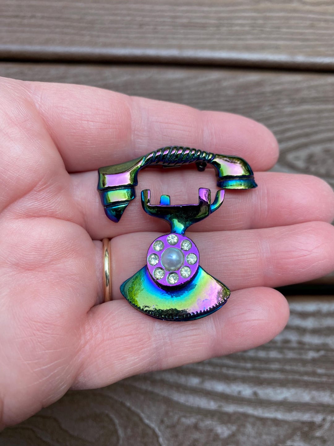 Vintage Jewelry Beautiful Iridescent Old Fashioned Rotary Telephone ...
