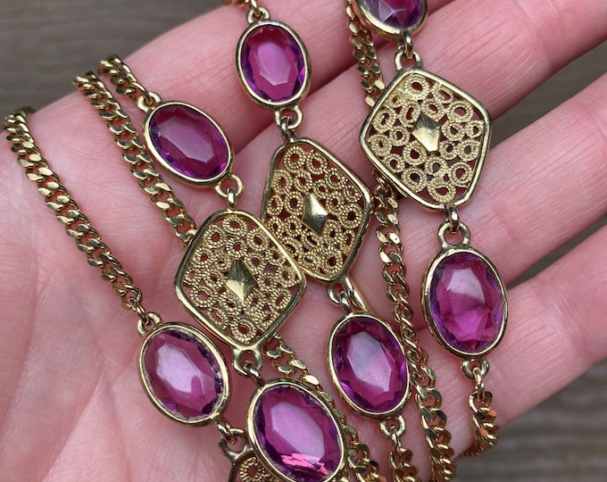 Vintage Jewelry Signed Sarah Coventry Beautiful Gold Tone and Purple ...