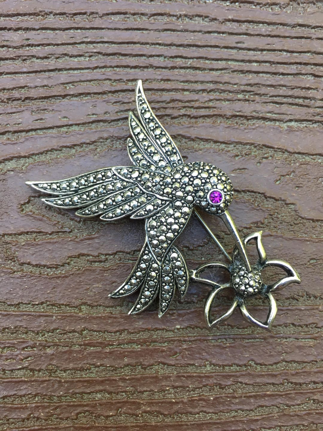 Vintage Jewelry Signed Avon Beautiful Hummingbird Bird With Flower Pin ...