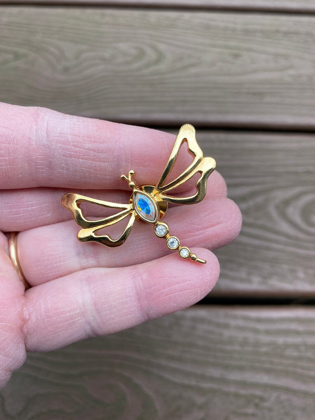 Vintage Jewelry Avon Lovely Aurora Borealis Rhinestone Dragonfly Pin ...