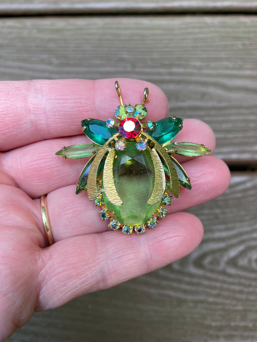 Vintage Jewelry Gorgeous Juliana Green Rhinestone Bug Beetle Insect Pin ...