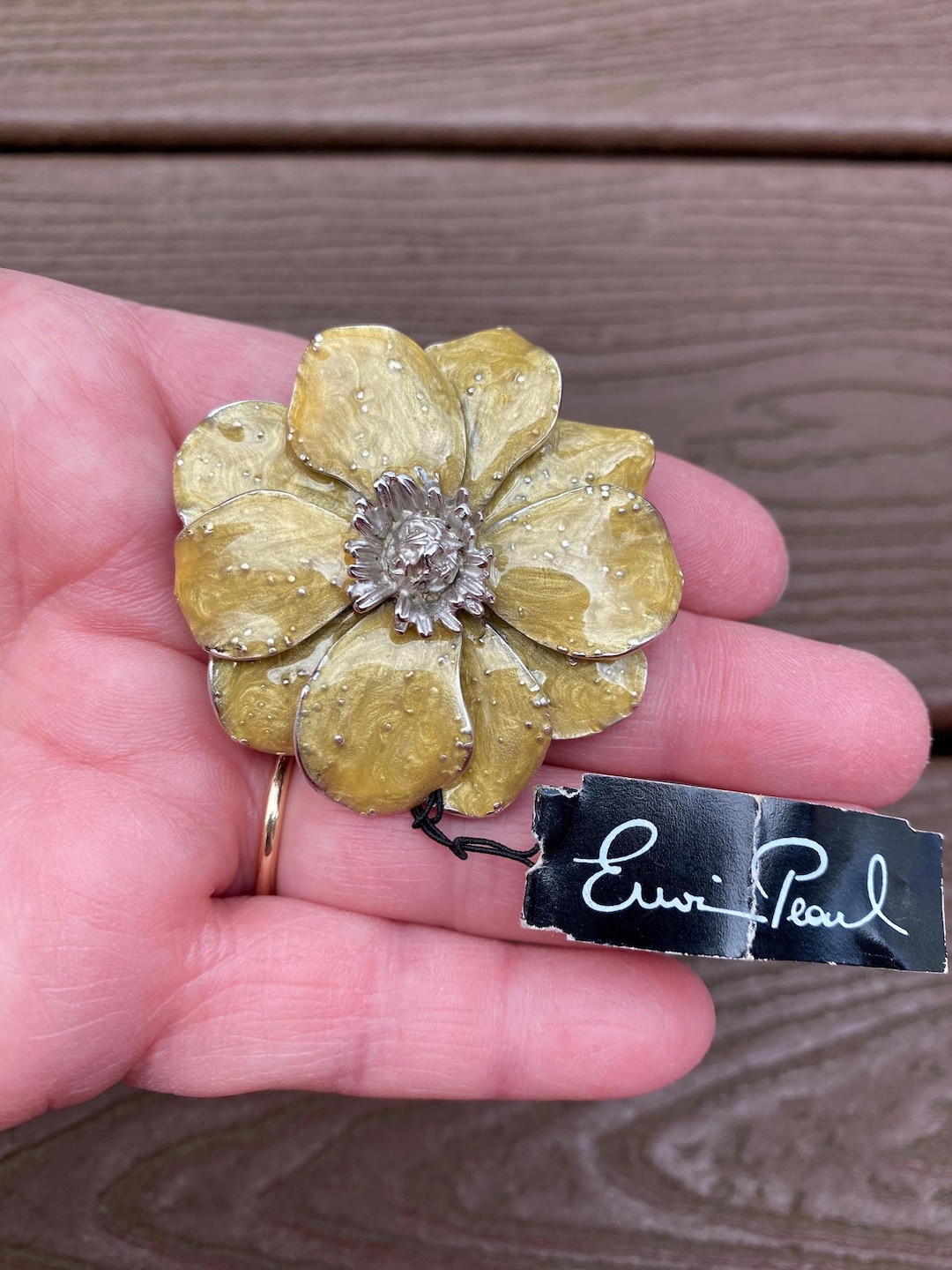 Vintage Jewelry Signed Erwin Pearl Stunning Enamel Flower Pin Brooch ...