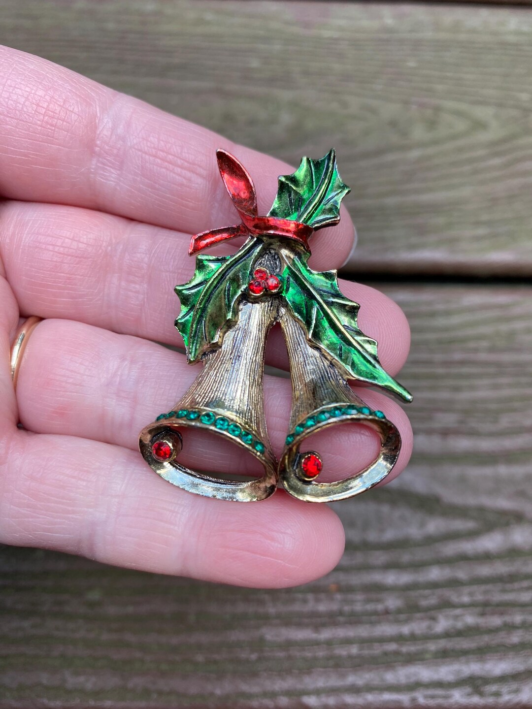 Vintage Jewelry Beautiful Enamel and Rhinestone Mid Century Christmas ...