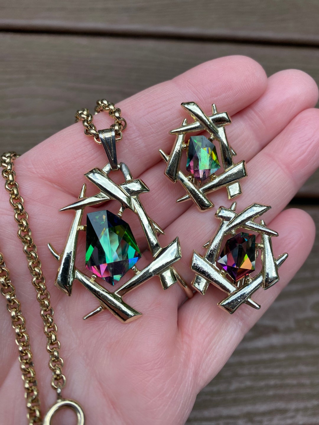 Vintage Jewelry Signed Sarah Coventry Gorgeous Watermelon AB Aurora ...