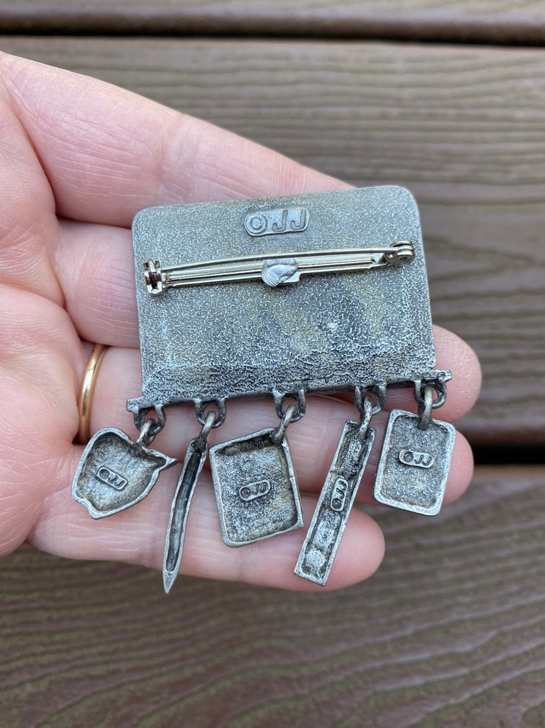 Vintage Jewelry Signed JJ Jonette Lovely Pewter School Math Chalkboard ...