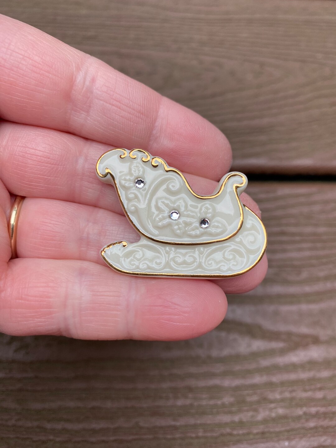 Vintage Jewelry Signed Lenox Beautiful Porcelain Christmas Sleigh Pin ...