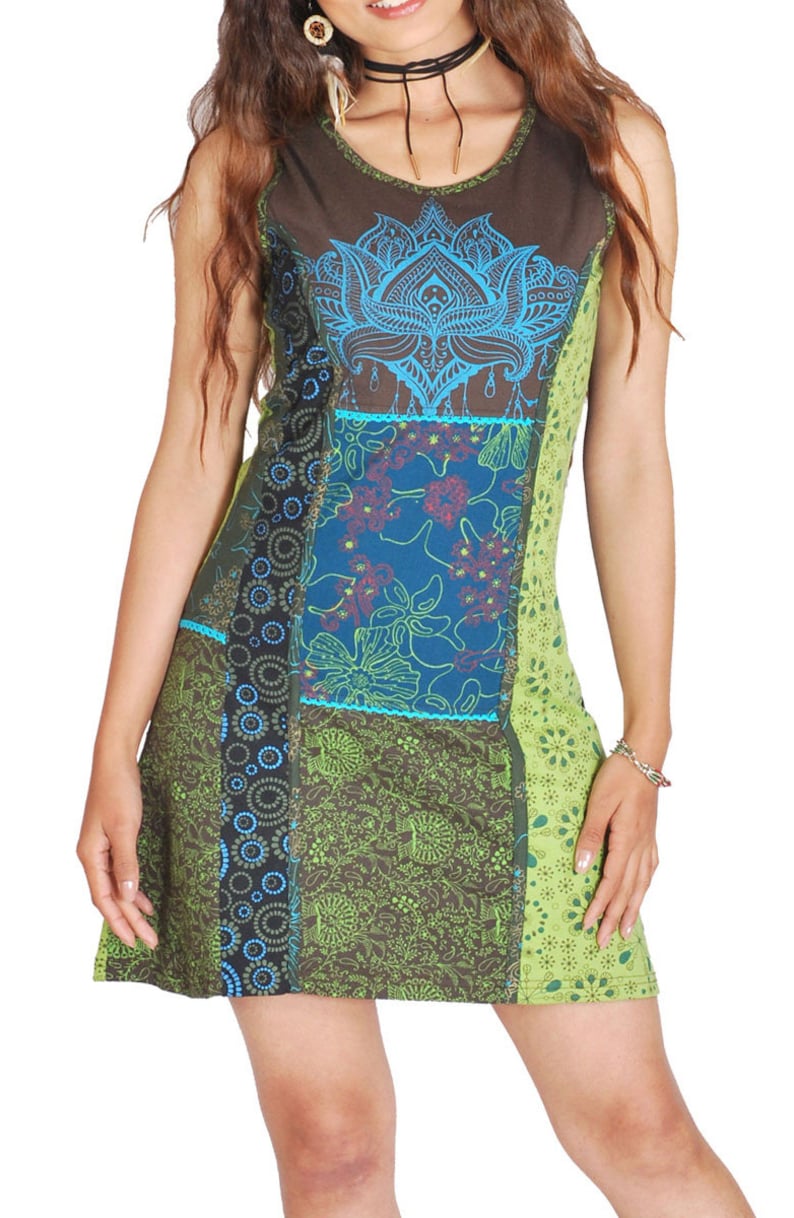 Lotus Print Patchwork Dress Festival Clothes Pagan Clothes | Etsy