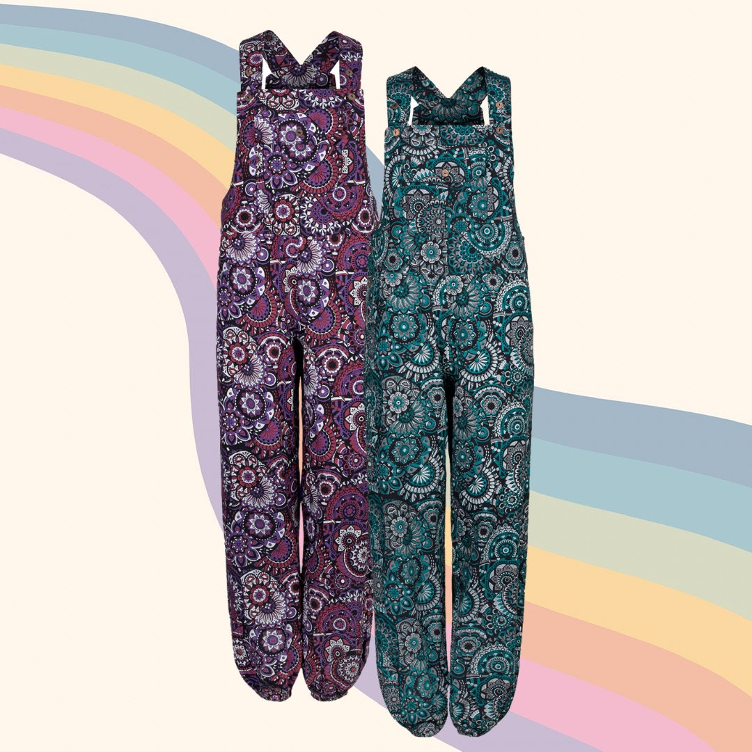 Funky Mandala Print Baggy Dungarees Available up to Plus - Etsy UK