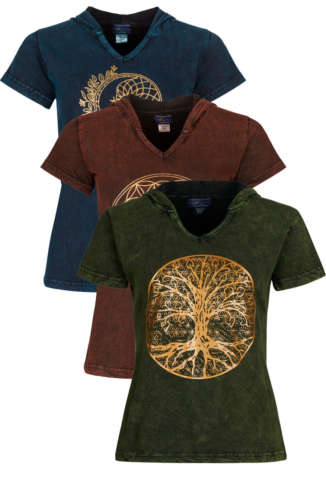 Unisex HIPPIE TOP Pixie Hooded Festival Clothing Dreamcatcher Tree of ...