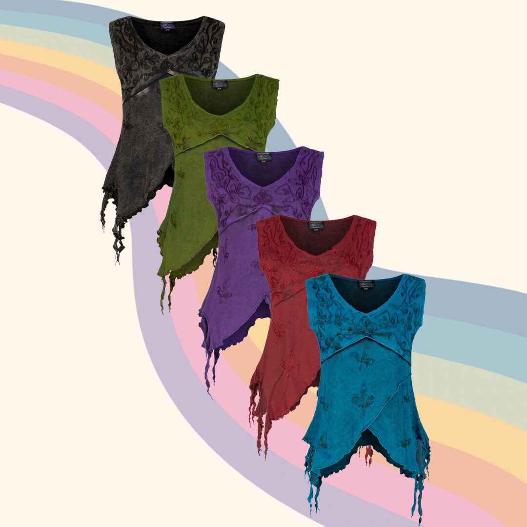 Embroidered PIXIE TOP Hippie Pointy Top Fairy Top Festival - Etsy