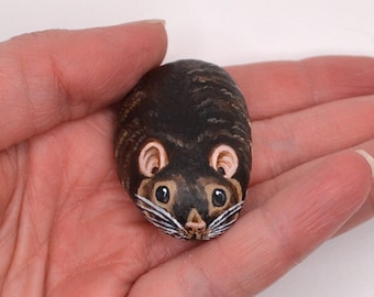 Mouse Pebble Art, Decorated Stone-mouse, Home Decor, Handmade Present ...