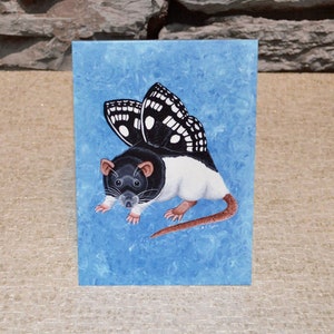 Black Hooded Rat Greetings Card, Ratterfly Design, Great for Rat Owners ...