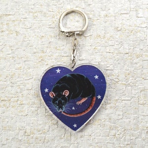 Heart Rat Keyring, Rat Acrylic Charm Keychain, Rat Zipper Pull, Rat Bag ...