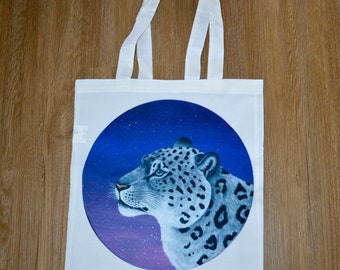 Black Snow Leopard Tote Bag, Big Cat Bag, Animal Bag, Wildlife Bag ...