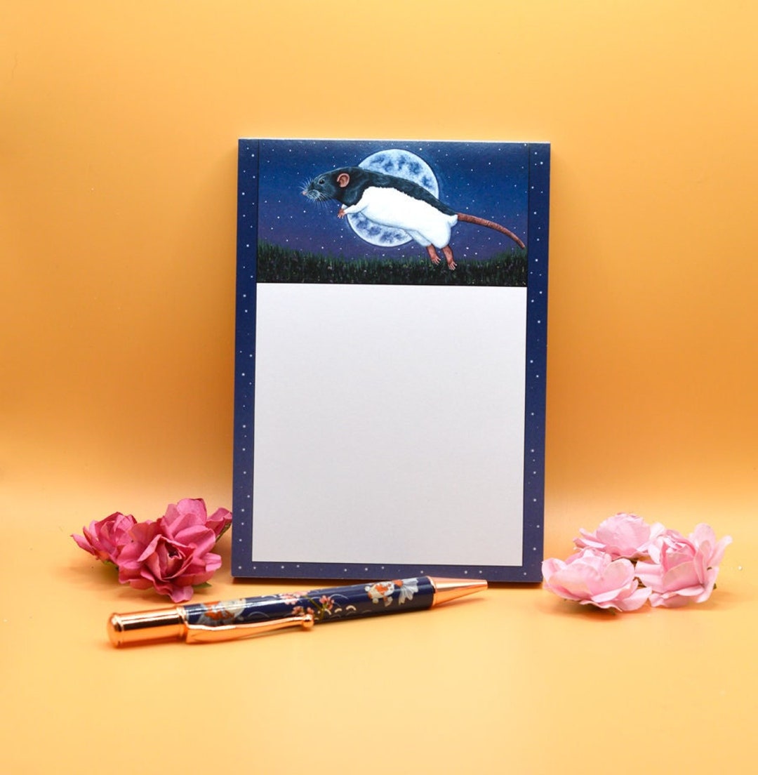 Rat Notepad, Leaping Rat Note Paper Design, Rat Notebook - Etsy