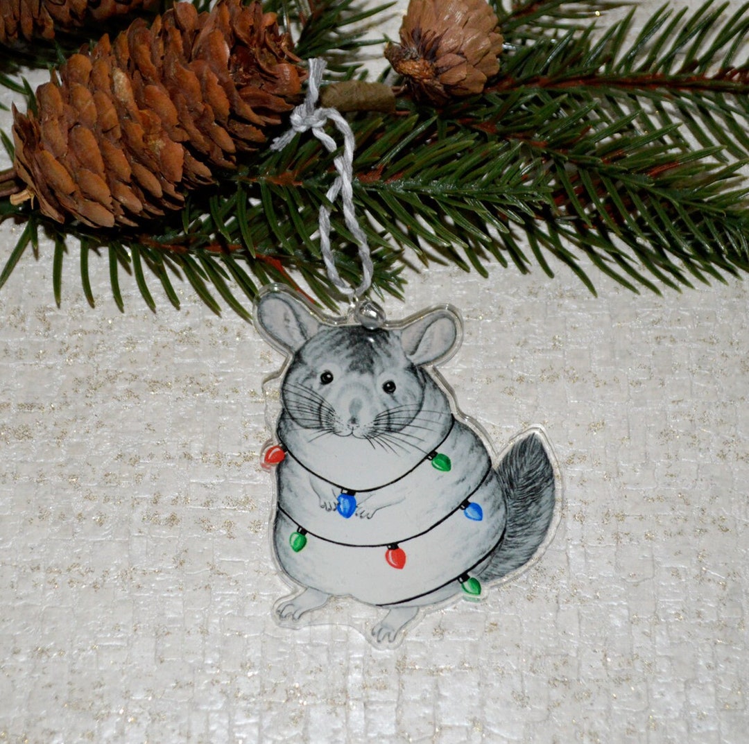 Chinchilla Christmas Decoration, Festive Chinchilla Acrylic Charm ...