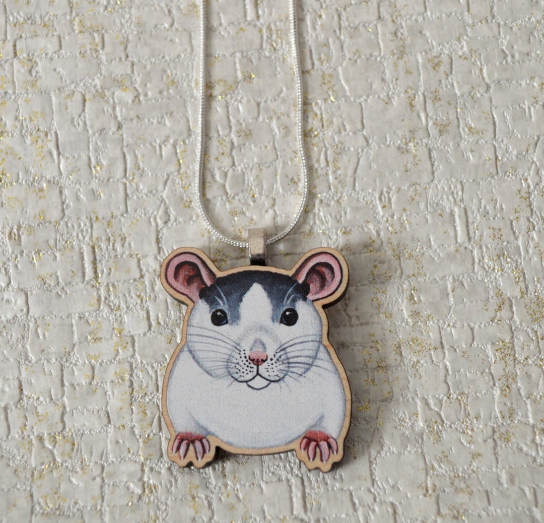 Rat Necklace, Roan Rat Pendant, Wearable Wooden Rat Art, Fancy Rat Gift ...