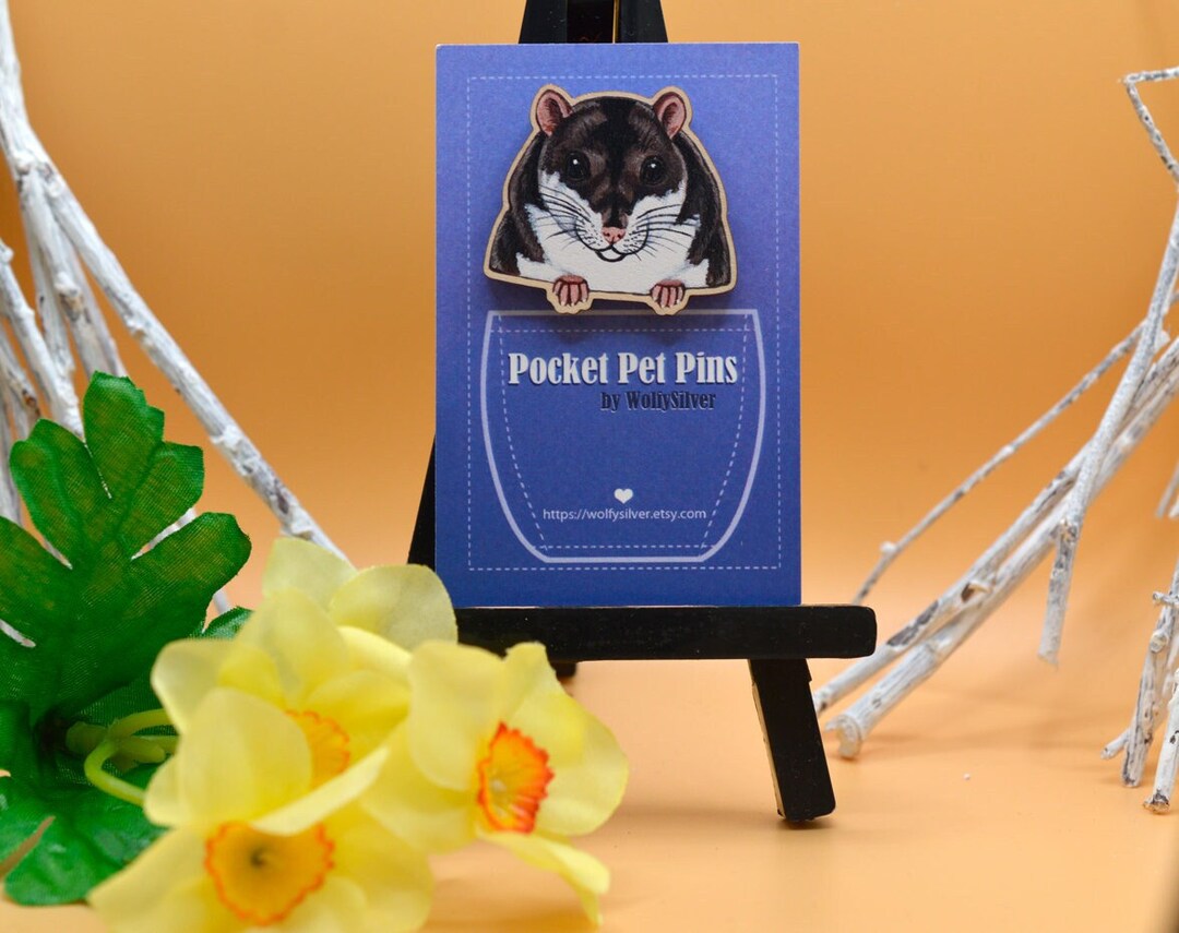 Dwarf Hamster Pin Badge, Pocket Pet Pins, Wooden Hamster Badges ...