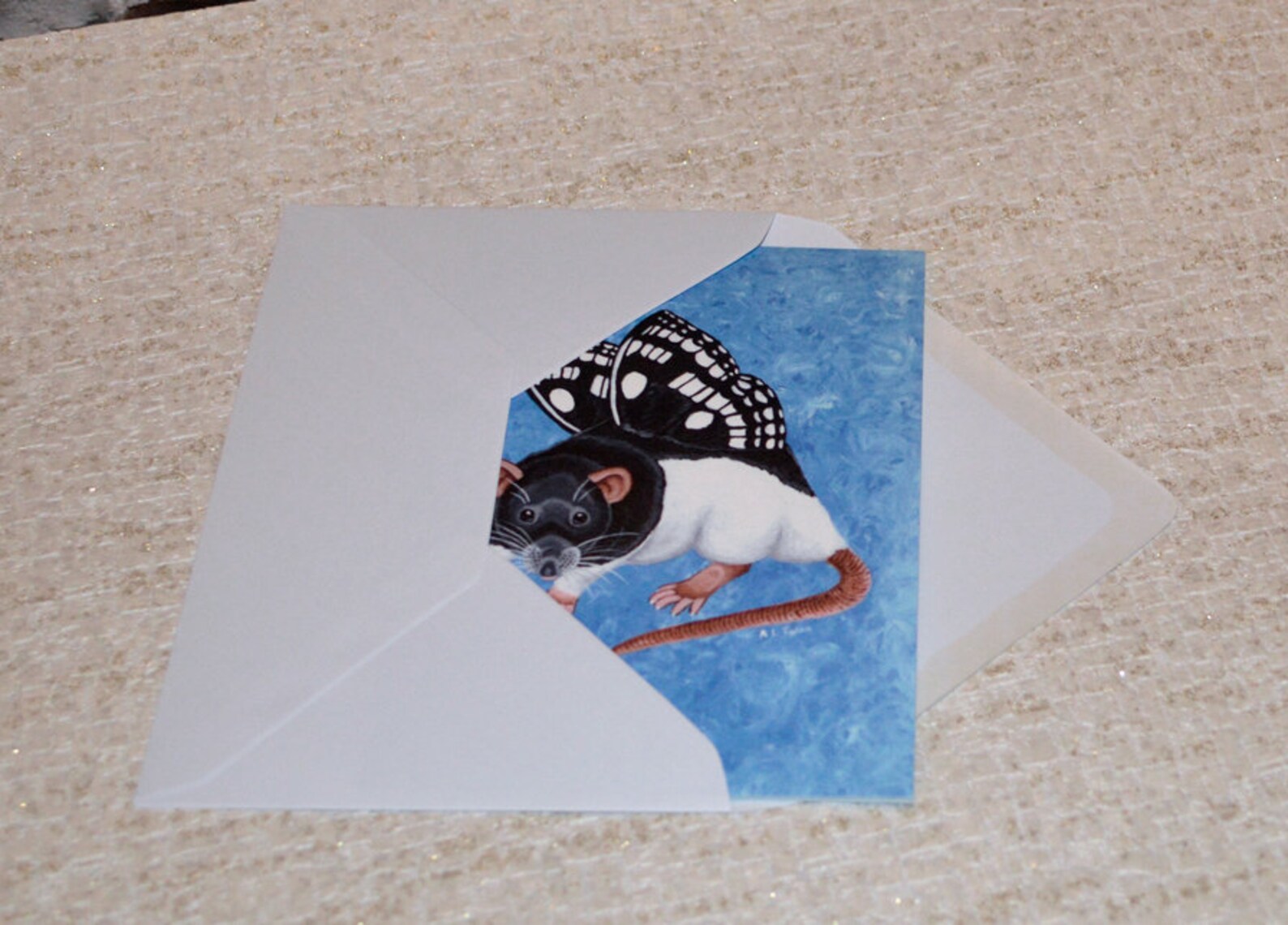 Black Hooded Rat Greetings Card, Ratterfly Design, Great for Rat Owners ...