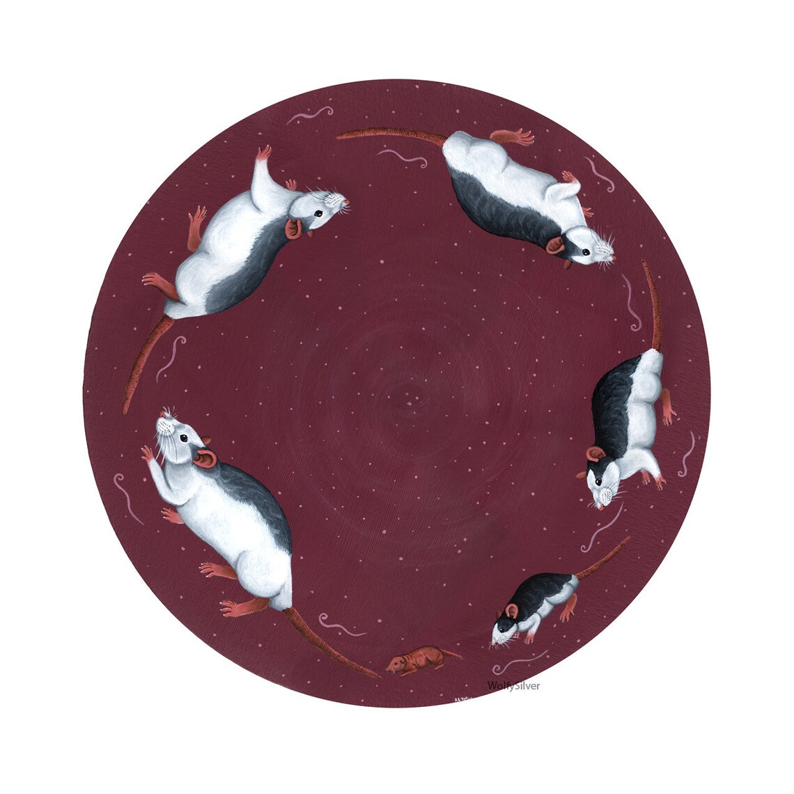 Rat Wheel Original Art Painted in Acrylics on Circular - Etsy