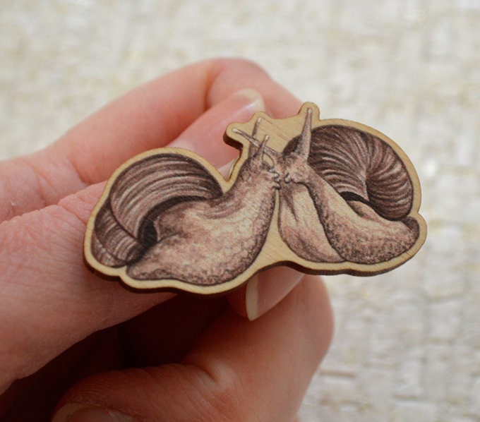 Giant African Land Snail Pin Badge Snail Pin Badge Wooden | Etsy