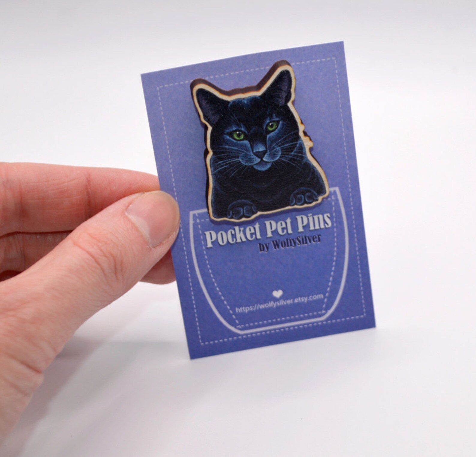 Black Cat Wooden Pin Badge, Cat Badge - Etsy