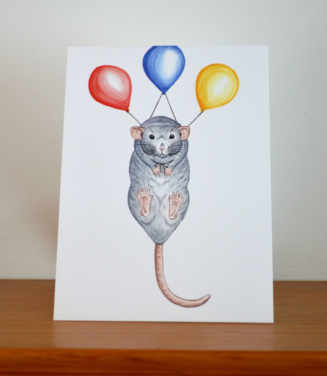 Grey Rat Birthday Card, Dumbo Rat Birthday Card Design, Rat Greetings ...