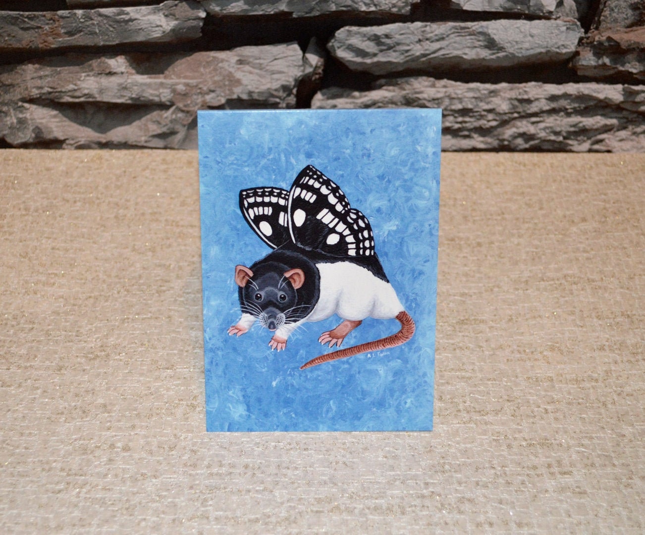Black Hooded Rat Greetings Card, Ratterfly Design, Great for Rat Owners ...