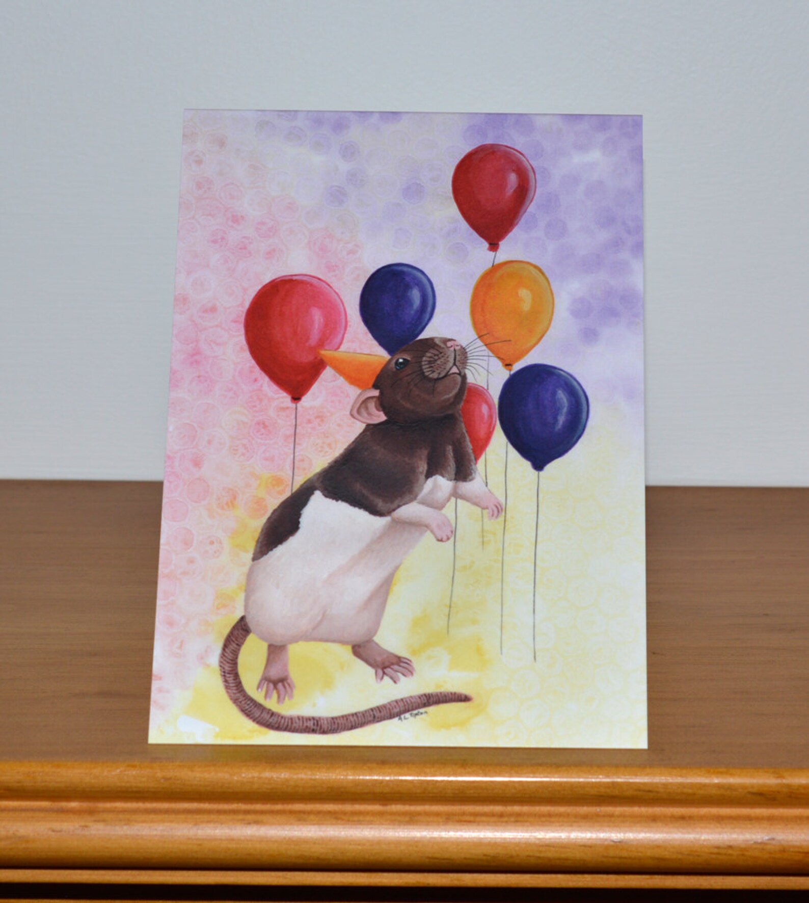 Rat Celebration Card Agouti Hooded Rat With Balloons - Etsy