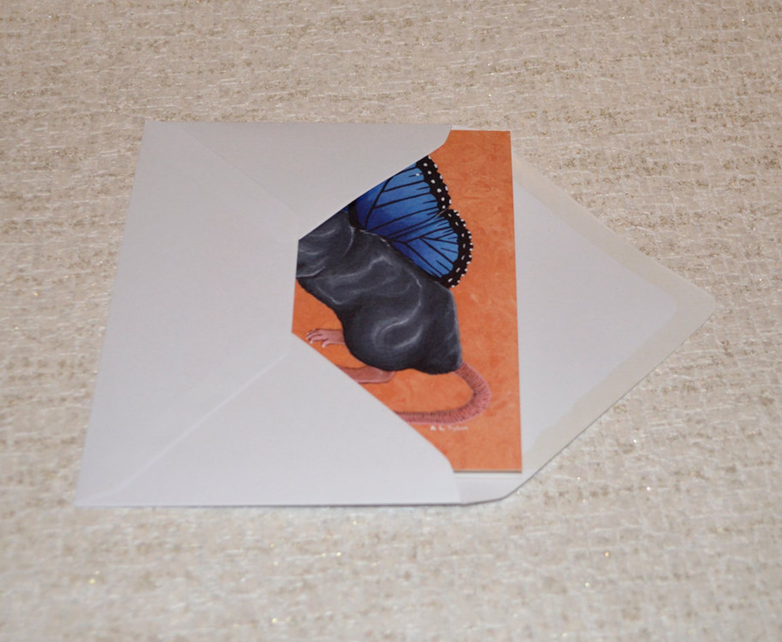 Grey Rat Greetings Card Ratterfly Rat With Butterfly Wings | Etsy