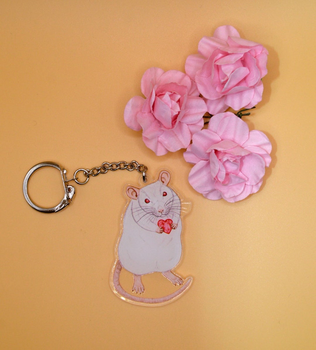 Pink Eyed White Rat Keyring Albino Rat Keychain Rat Bag - Etsy