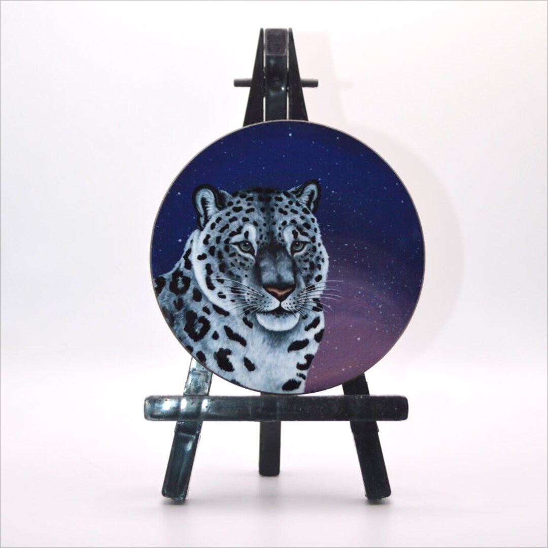 Snow Leopard Coaster, Big Cat Drinks Coaster - Etsy