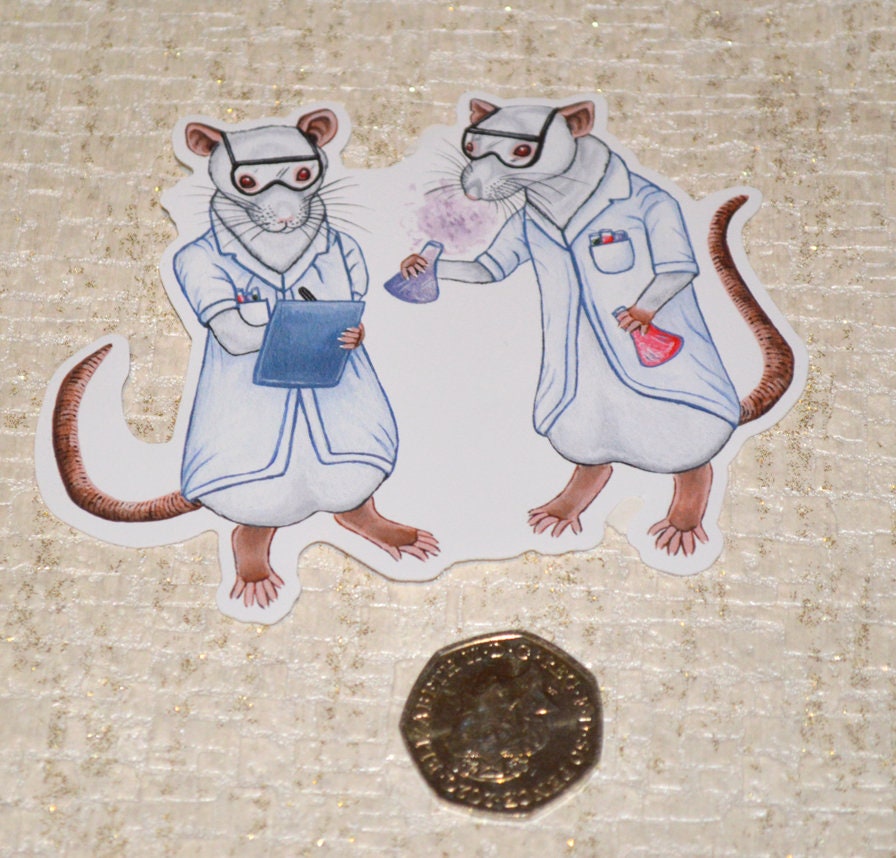 Lab Rat Vinyl Sticker Set Two Designs Rat in Lab Coat - Etsy UK