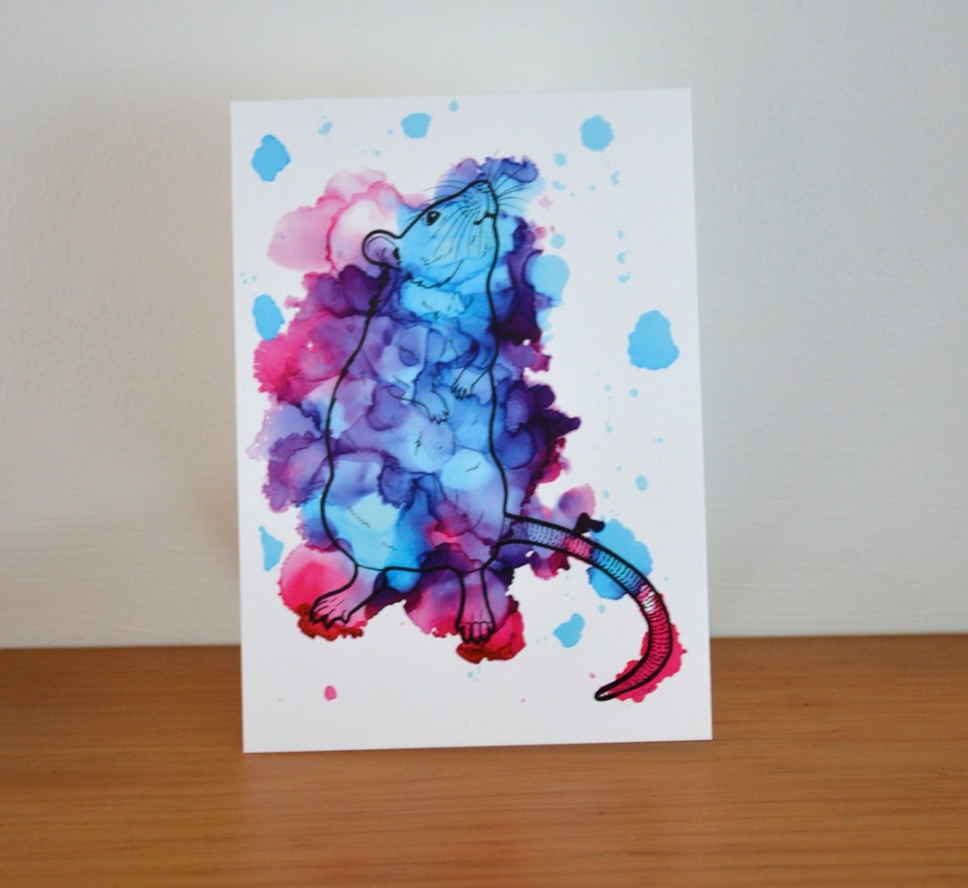 Inky Rat Card, Rat Greetings Card, Rat Owners, Rat Lovers, Ink Rat - Etsy