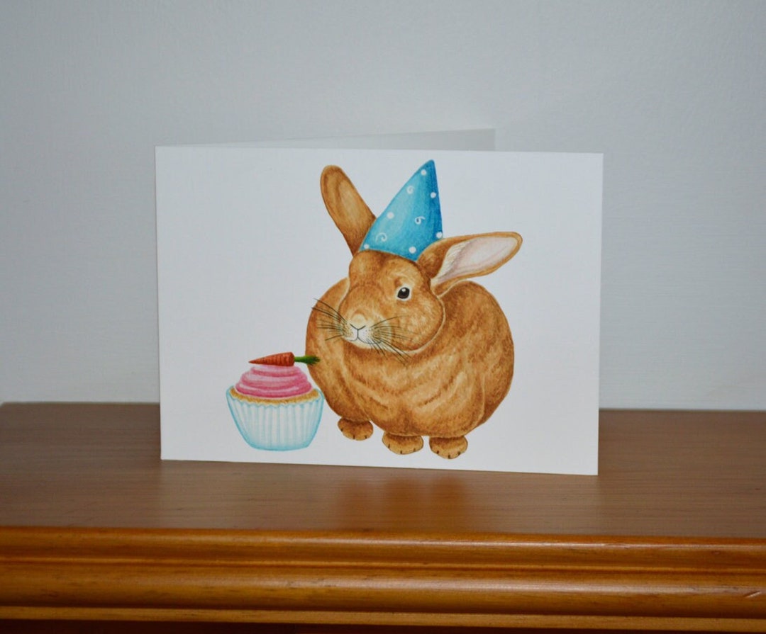 Bunny Birthday Card, House Rabbit Greetings Card - Etsy