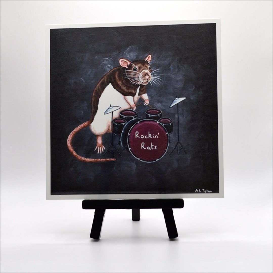Rat Art Print, Rat Drummer Painting, Rockin' Rats Design - Etsy