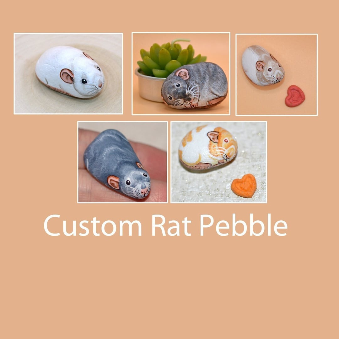 Custom Rat Pebble, Small Pebble Art, Custom Small Pet Memorial, Hamster ...