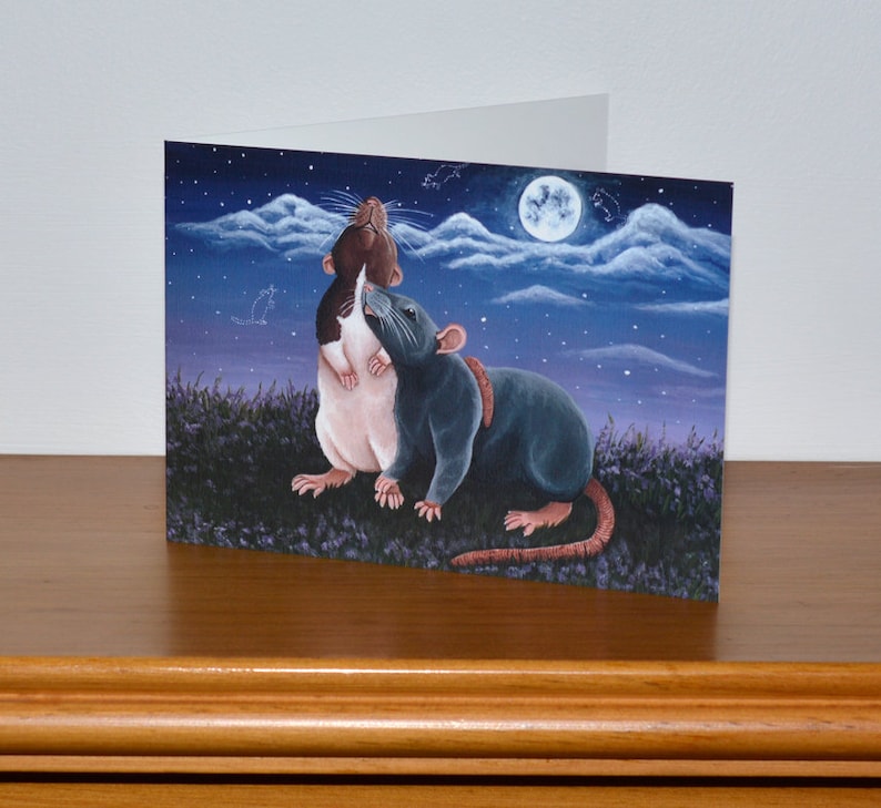 Rat Friends Greetings Card Two Rats Under the Moonlight - Etsy
