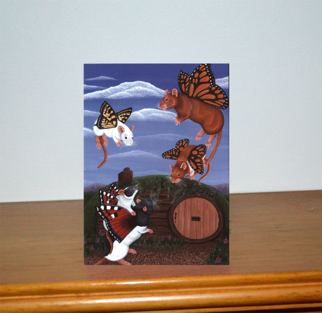 Family of Ratterflies Greetings Card, Pet Rats With Butterfly Wings ...