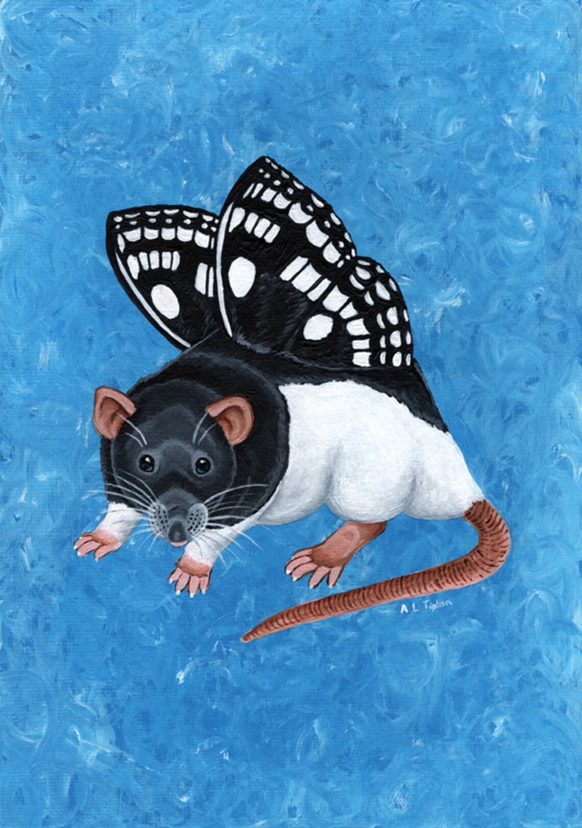 Black Hooded Rat Greetings Card, Ratterfly Design, Great for Rat Owners ...