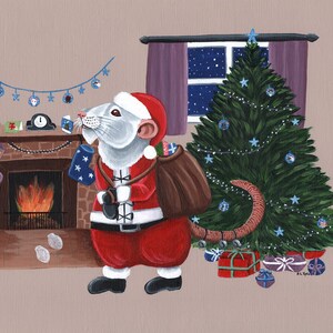 Santa Rat Greetings Card, Father Christmas, Christmas Greetings Card ...