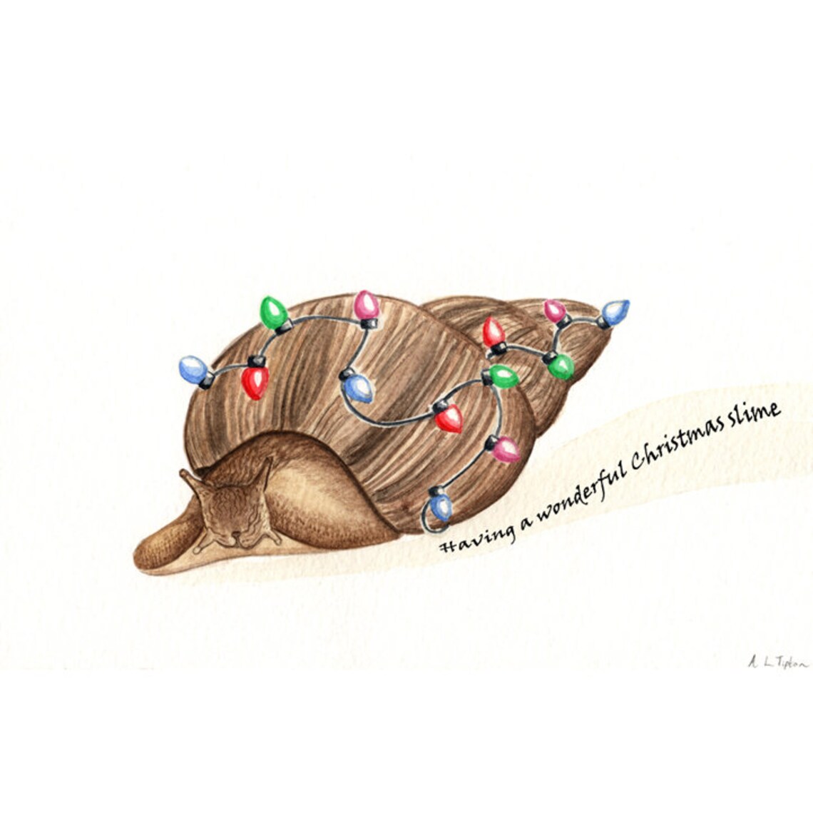Giant African Land Snail Christmas Card, Xmas Snail Greetings Card, for ...