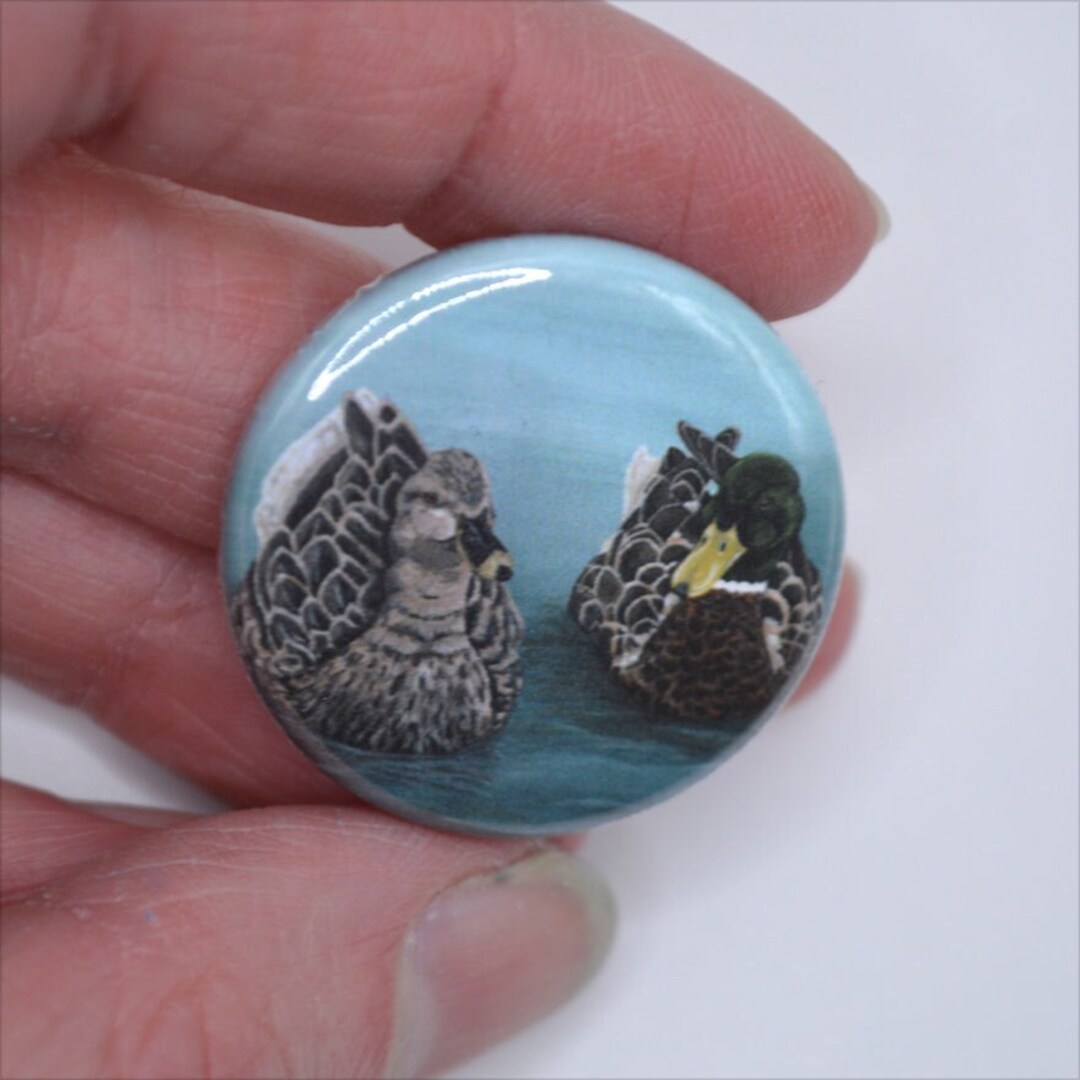 Ducks Button Badge, Mallard Ducks Swimming Pin Badge - Etsy