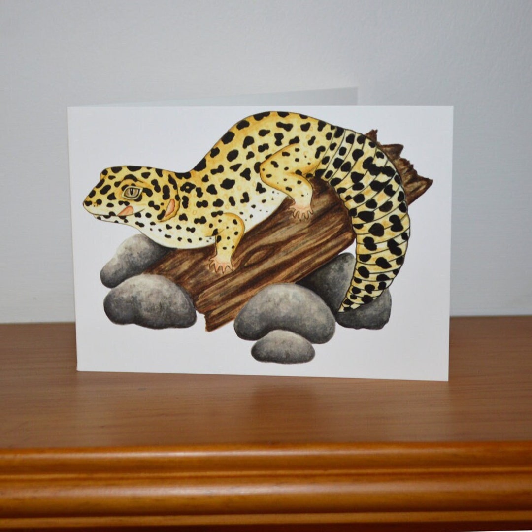 Leopard Gecko Greetings Card, Spotted Gecko Art - Etsy