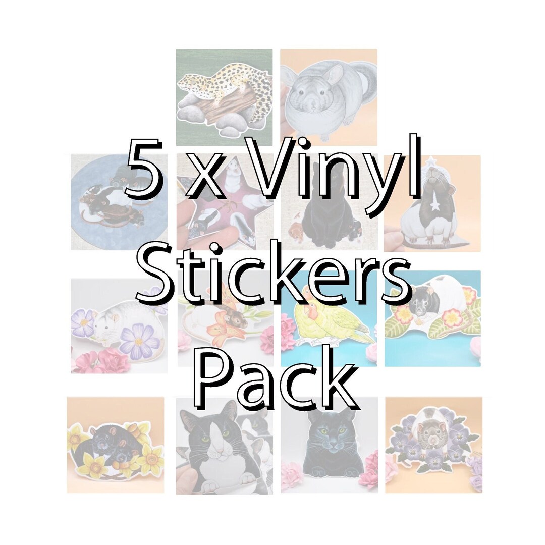 Vinyl Sticker Pack of Five, Sticker Pack, Small Pet Vinyl Stickers - Etsy