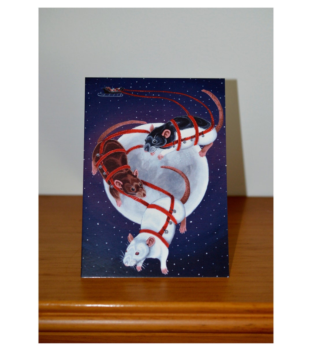 Rudolph the Red Eyed Rat Greetings Card, Rat Christmas Greetings Card ...