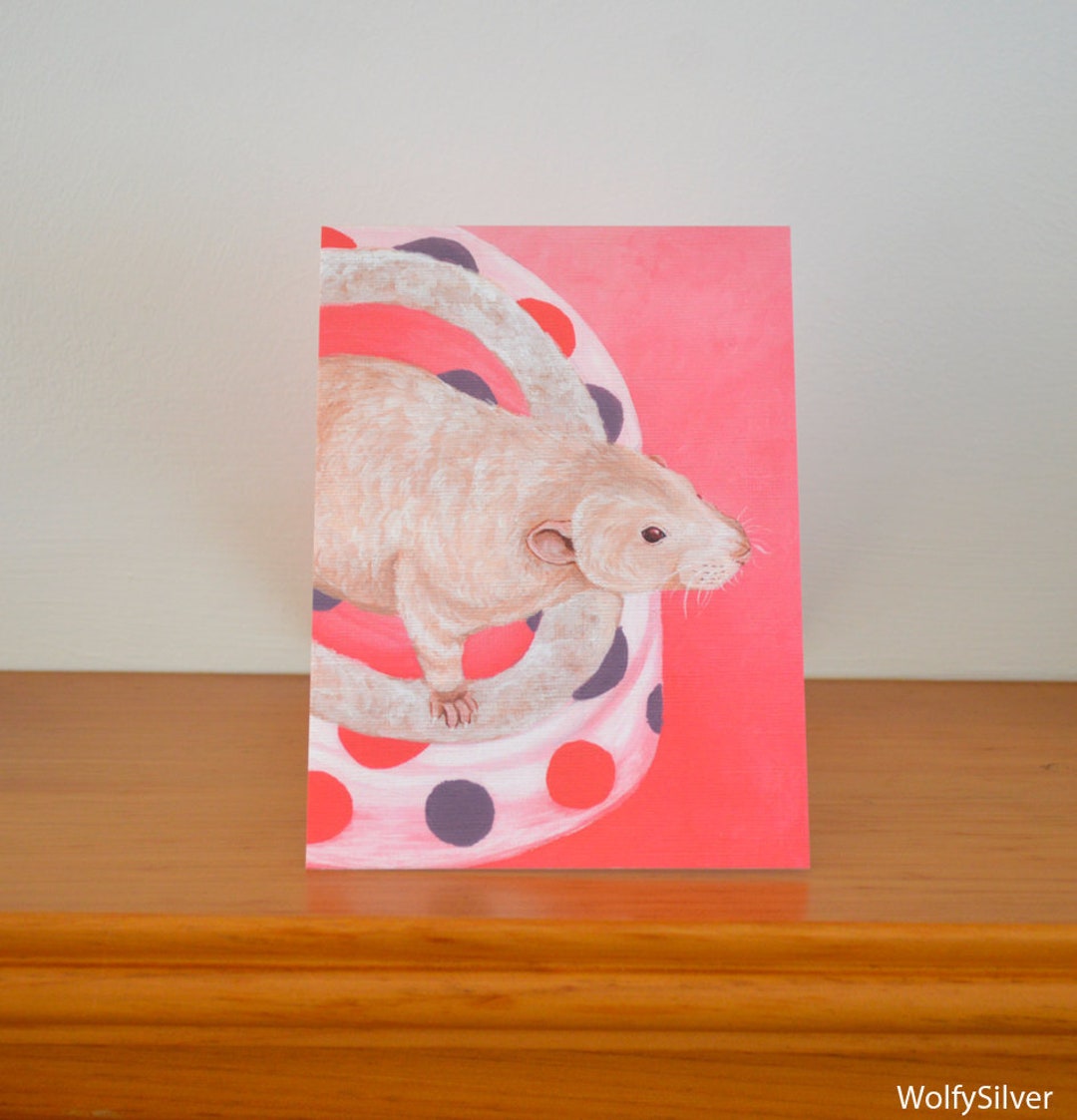 White Rat Greetings Card, Blank for Your Own Message, Rex Coated Rat ...