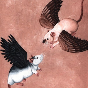 Rat Art Print, Come Fly With Me, A4 Sized Print, Featuring Roan Husky ...